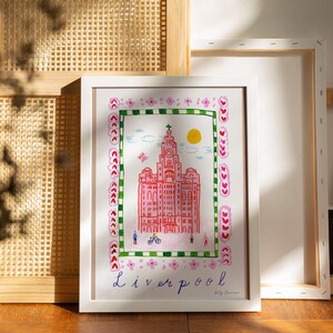 Royal Liver Art Print - Liverpool Landmark Travel Poster - Travel Gift ...