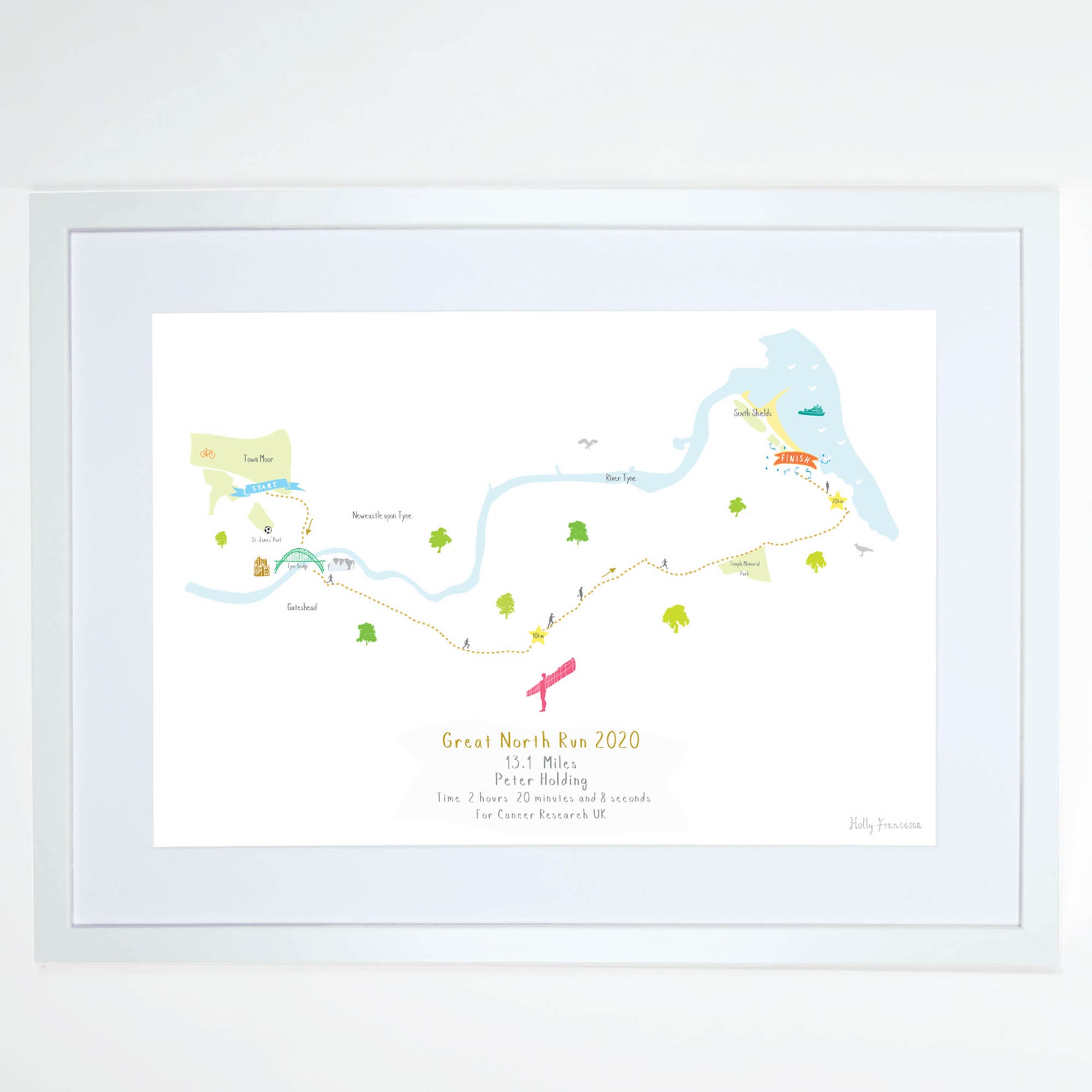 Great North Run Half Marathon Route Map Art Print | Etsy