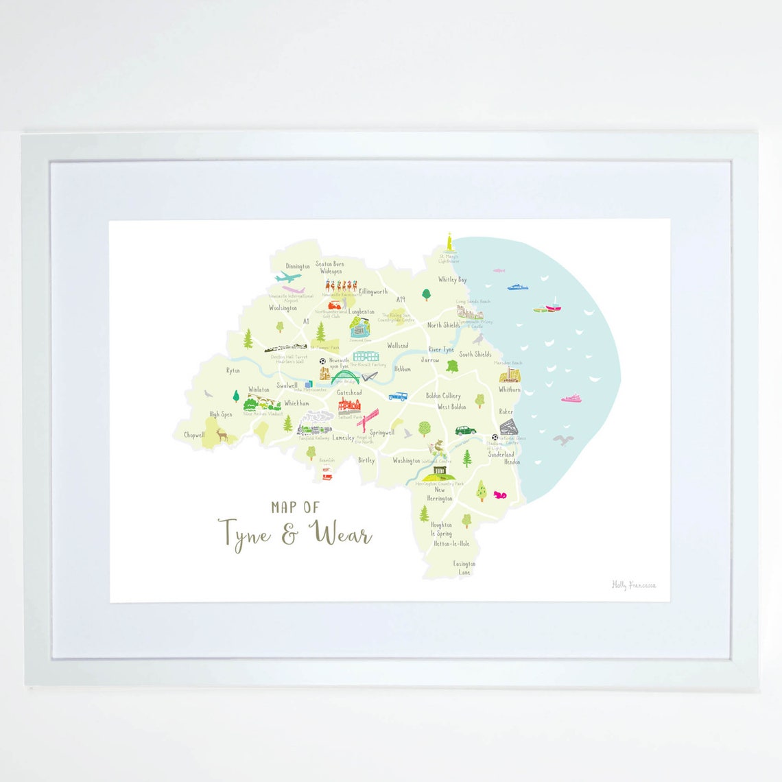 Map of Tyne & Wear Art Print - Etsy