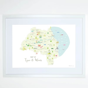 Map of Tyne & Wear Art Print - Etsy