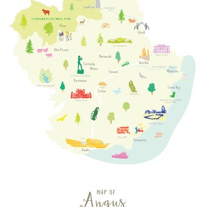 Map of Angus Art Print - Etsy