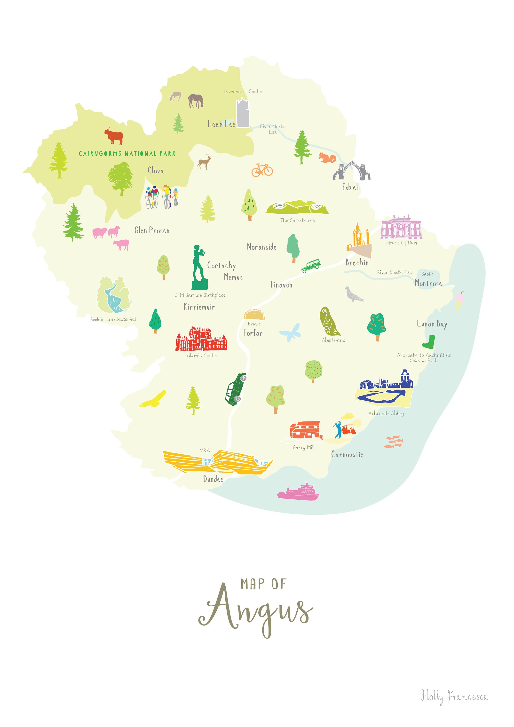 Map of Angus Art Print - Etsy UK