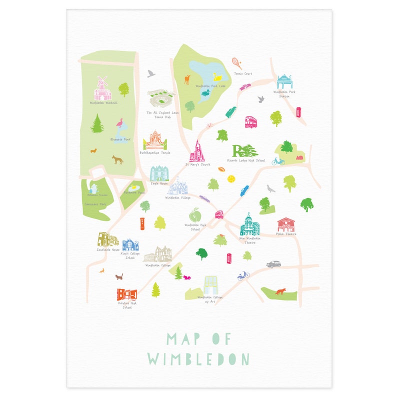 Map of Wimbledon London Art Print - Etsy UK