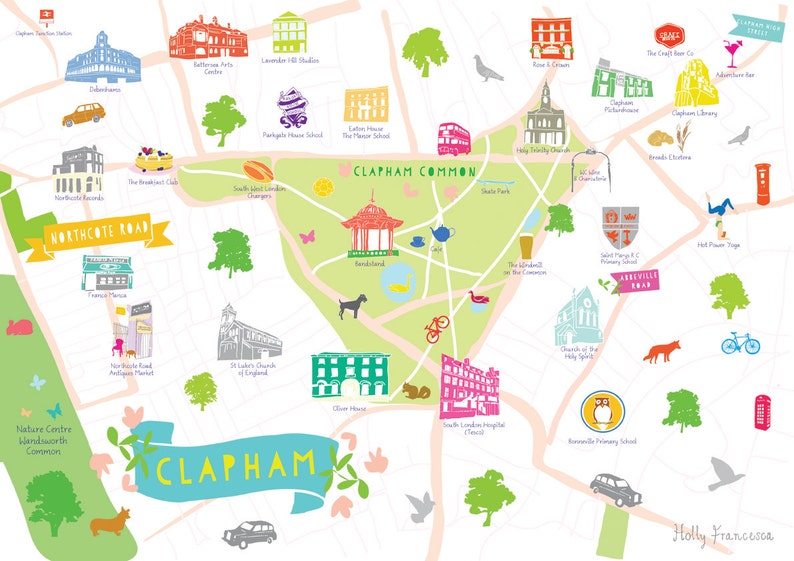 Map of Clapham Print - Etsy