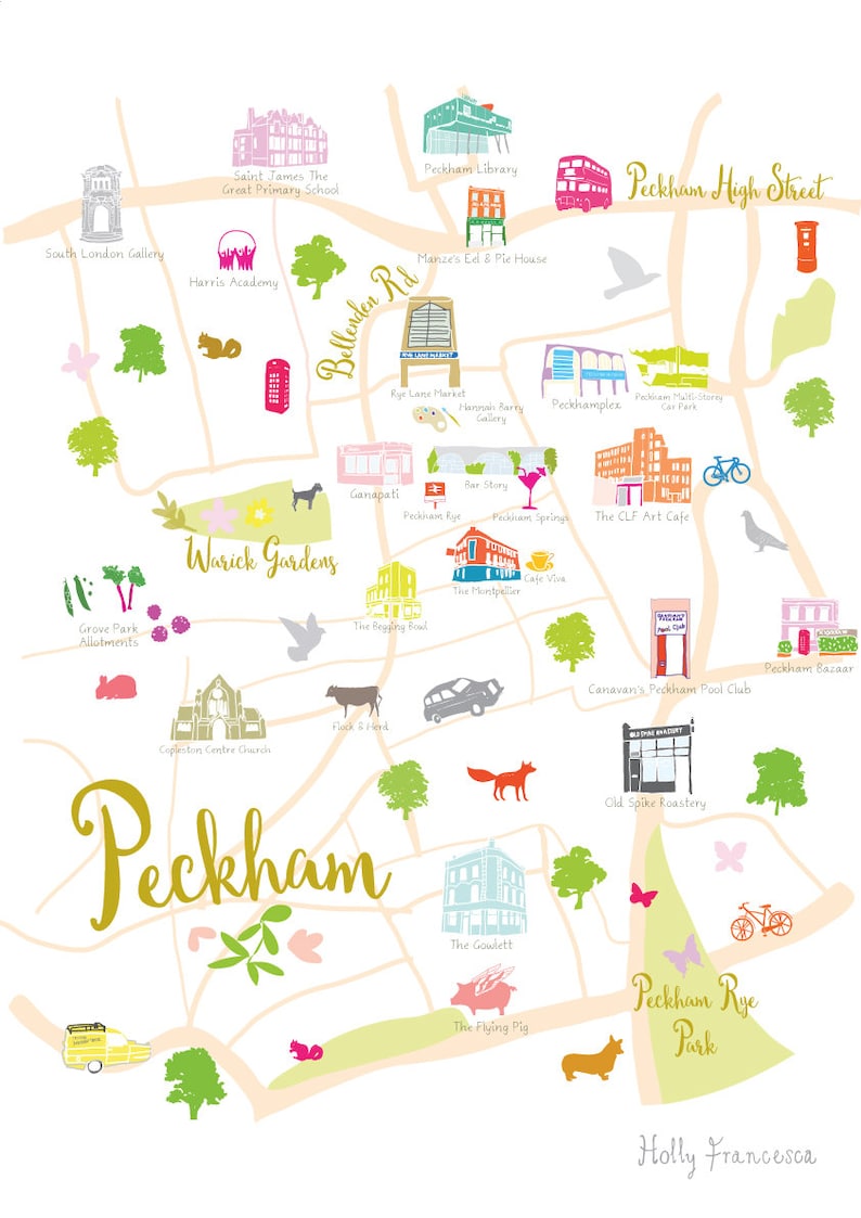 Peckham London Map Art Print - Etsy