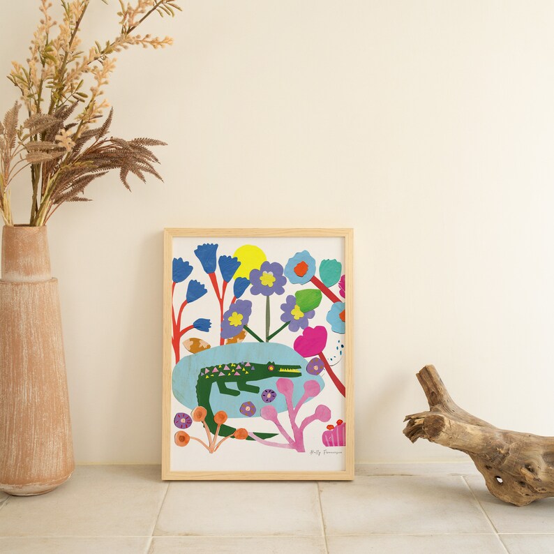 Crocodile Art Print Collage Poster Animal Jungle - Etsy
