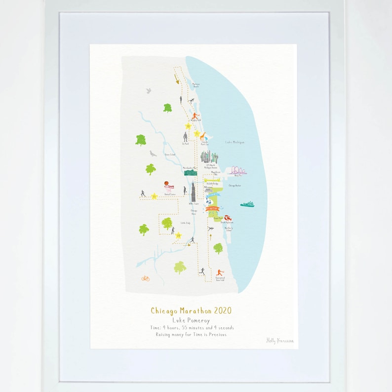 Chicago Marathon Route Map Art Print (personalisation Included) - Etsy