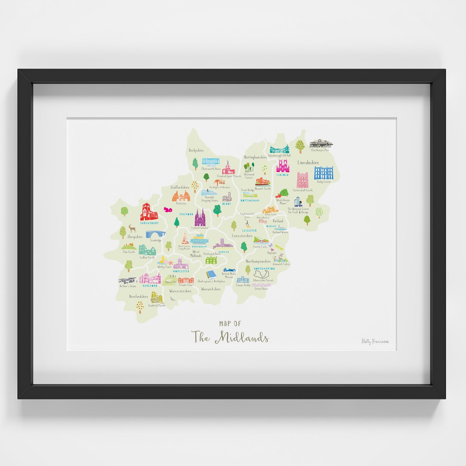 Map of the Midlands Art Print - Etsy UK