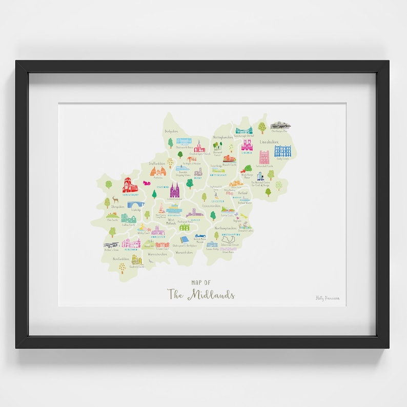 Map of the Midlands Art Print - Etsy