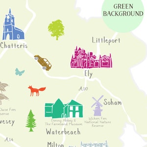 Map of Cambridgeshire Art Print - Etsy