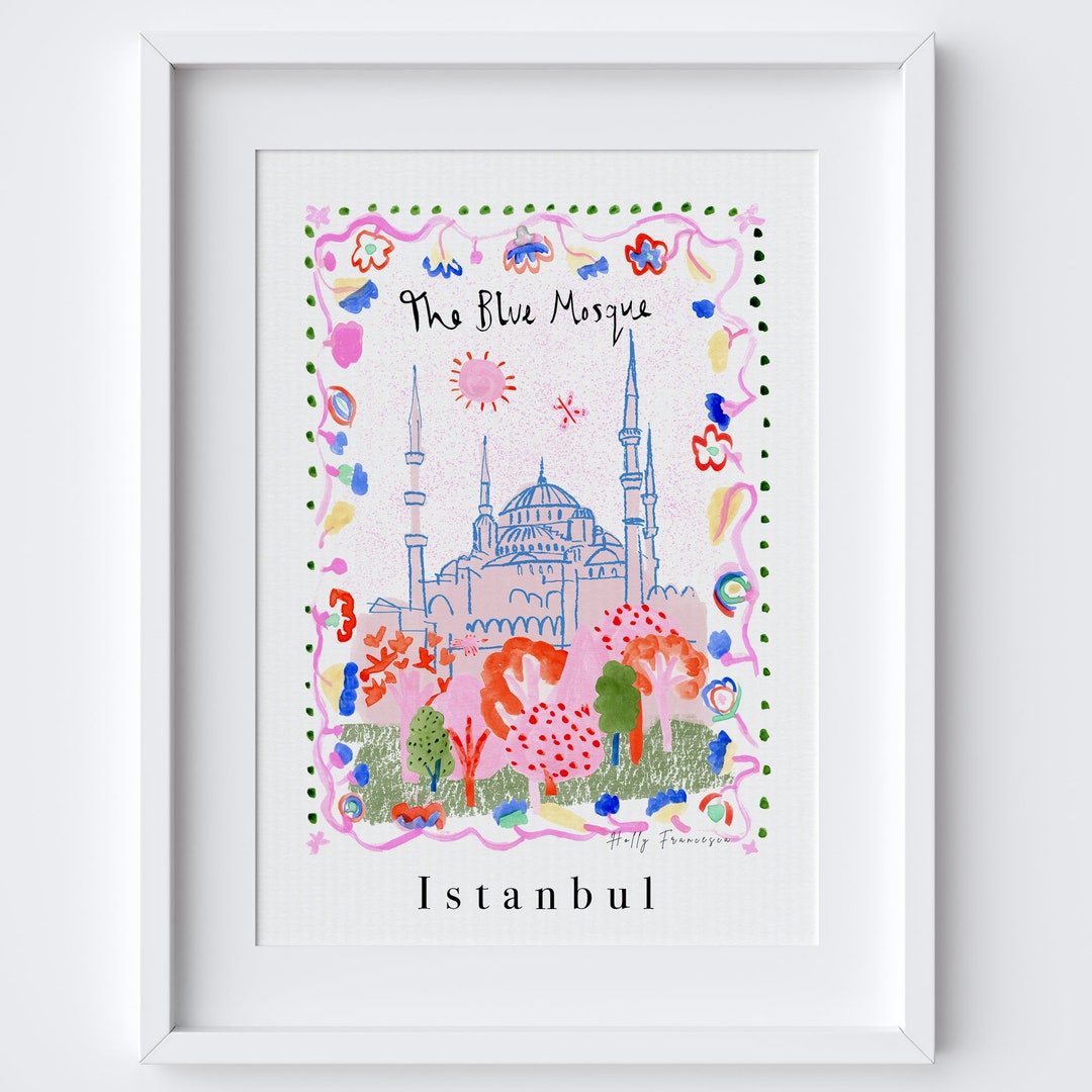Blue Mosque, Istanbul, Turkey - Turkish Landmark Travel Poster - Travel ...
