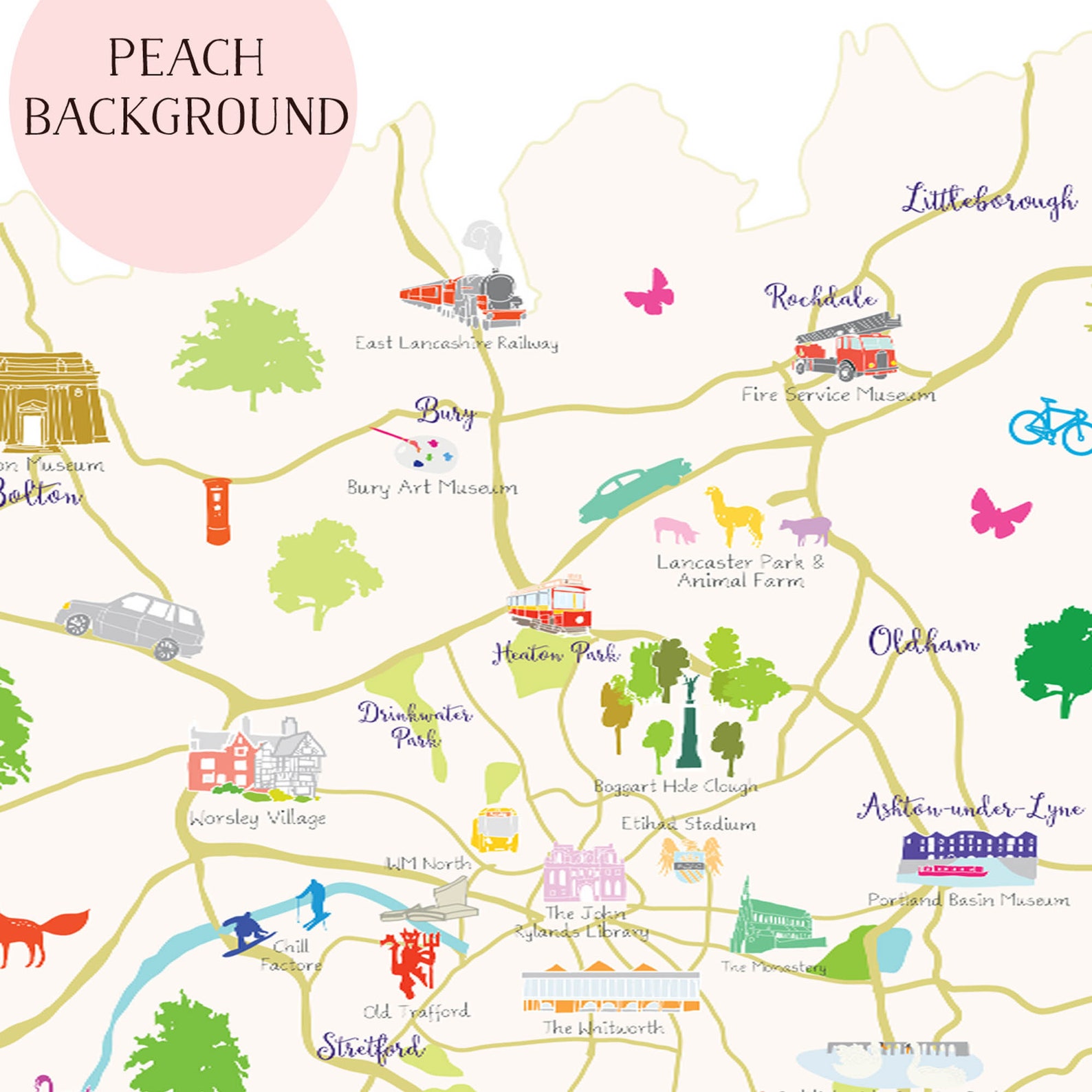 Map of Greater Manchester Art Print - Etsy