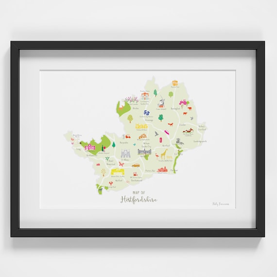 Map of Hertfordshire Art Print | Etsy