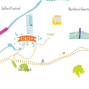 Great Manchester Run Half Marathon Route Map Art Print (personalisation ...