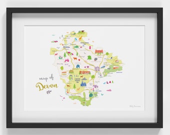 Illustrated Map of North Devon - Etsy UK