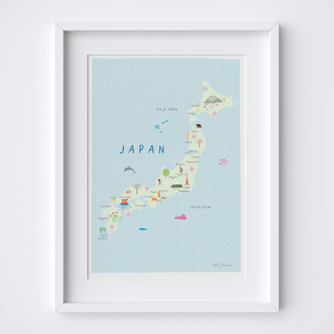Map of Japan Art Print - Japanese Travel Poster - East Asia ...