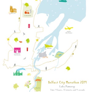 Belfast Marathon Route Map Art Print (personalisation Included) - Etsy