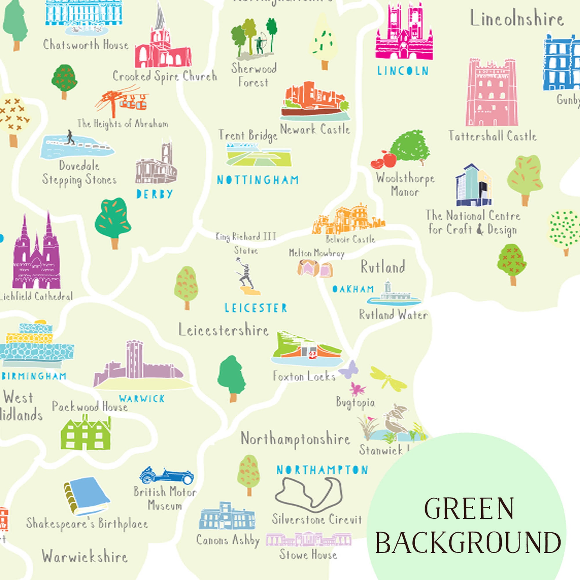 Map of the Midlands Art Print - Etsy UK