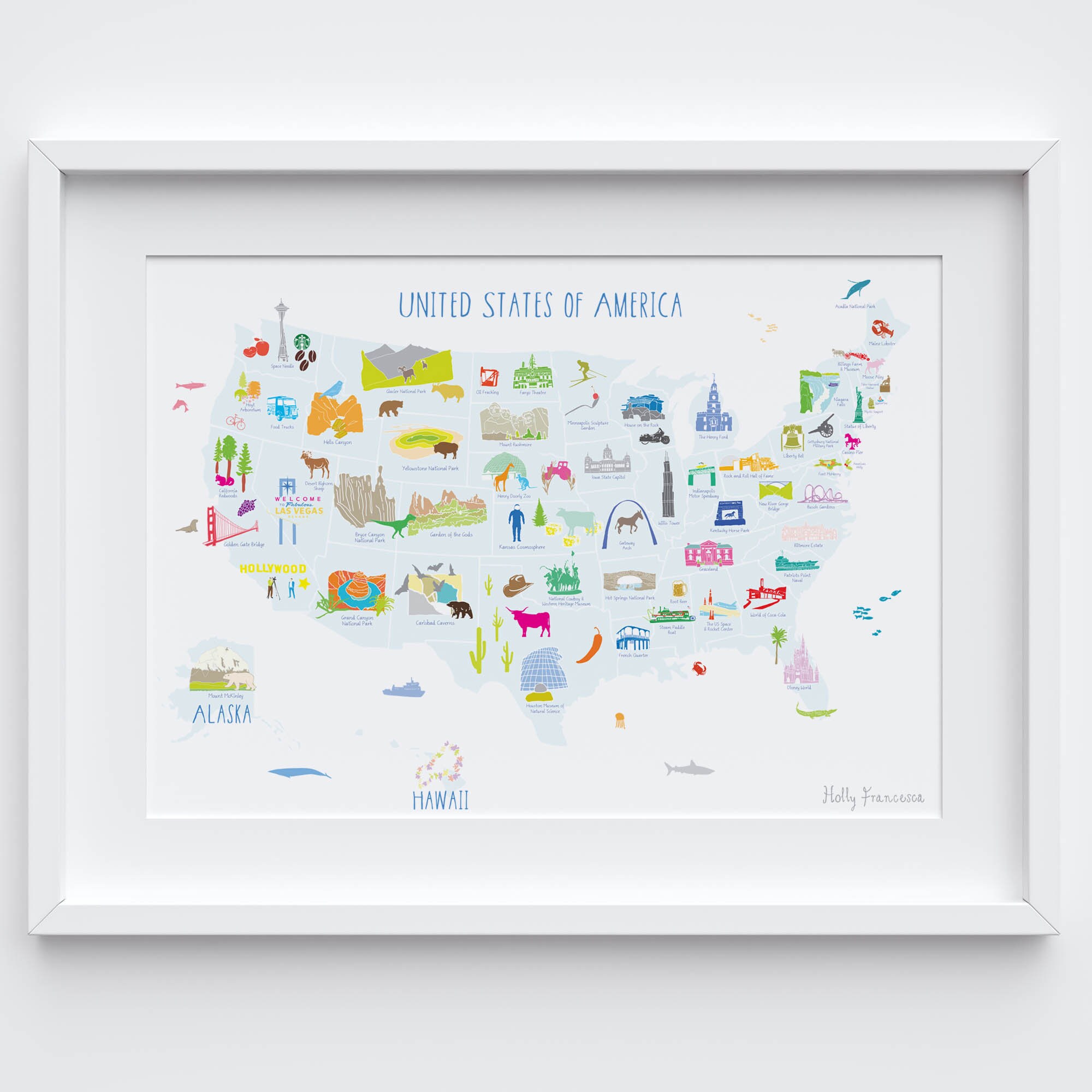 USA States Map Art Print - Etsy UK