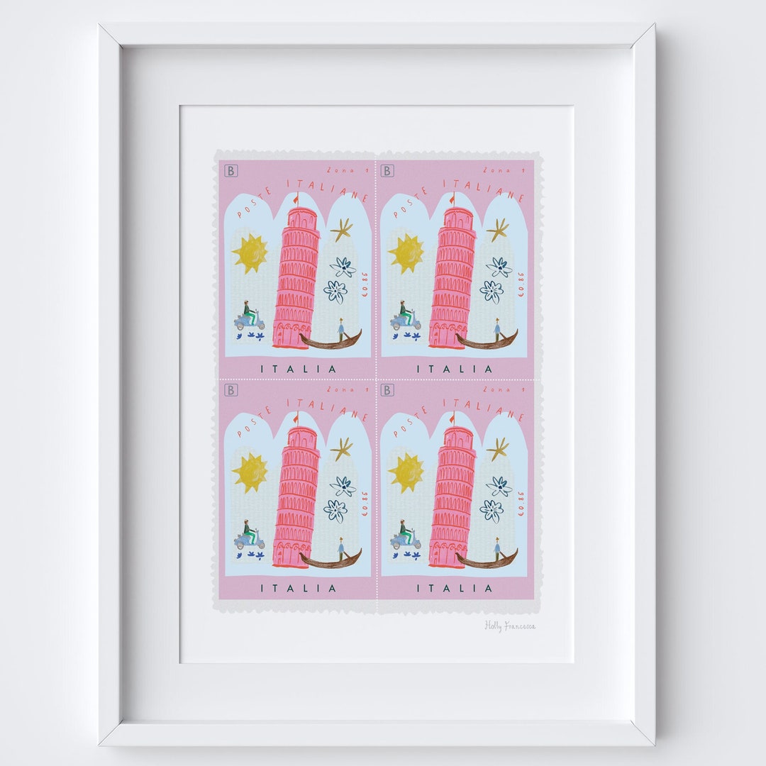 Italy Postage Stamp Art Print Travel Art Gift Italian Poster Poste ...