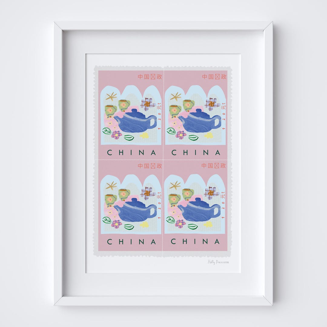 China Art Print - Chinese Travel Poster - China Postage Stamp Wall Art ...