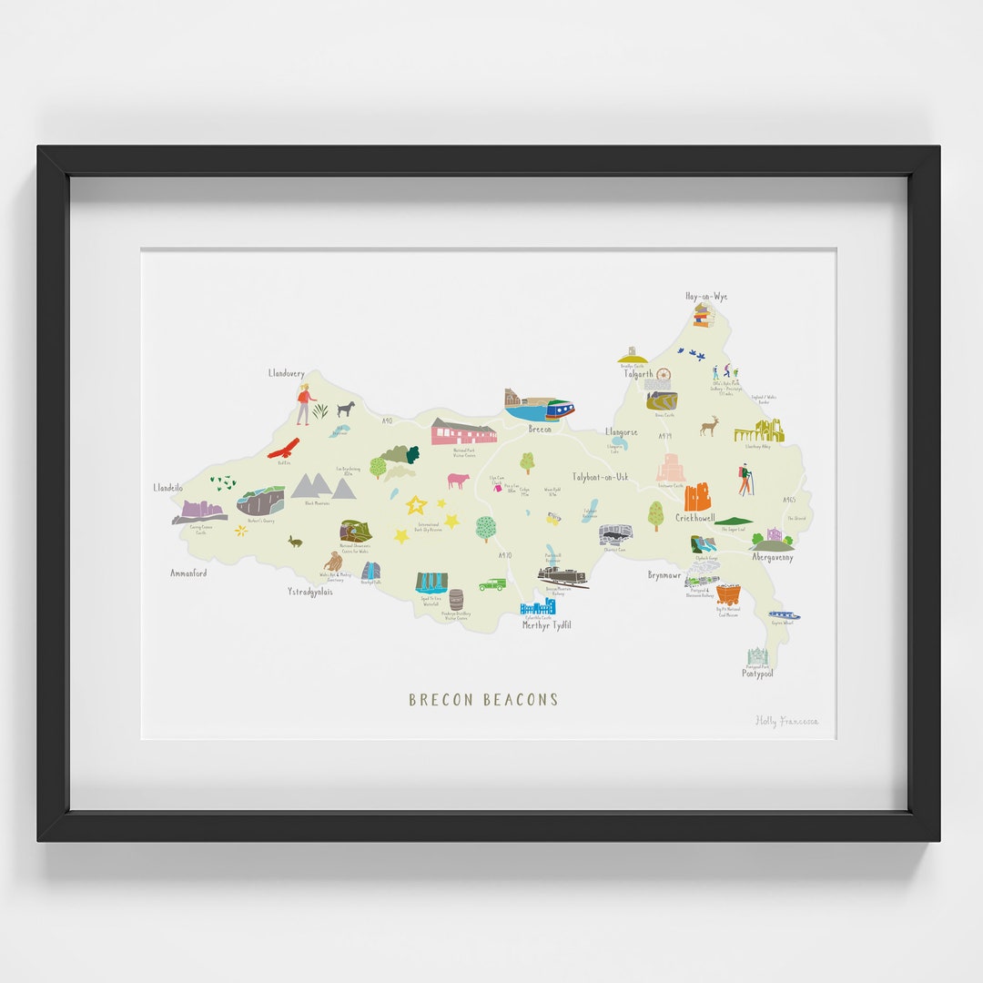 Map of Brecon Beacons National Park Art Print - Etsy UK