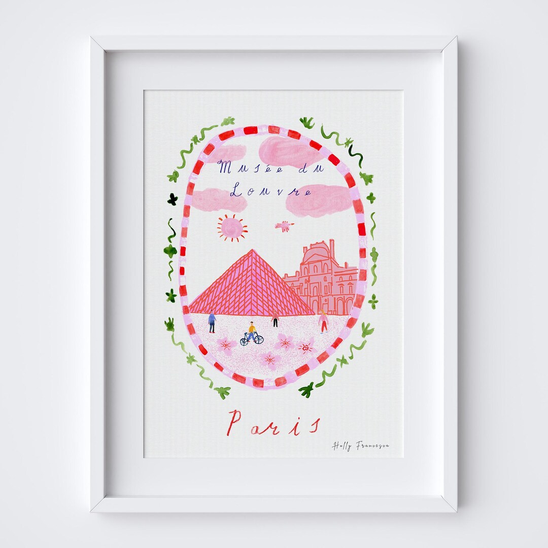 The Louve Museum Poster - Paris, France Scene Art Print - Iconic French ...
