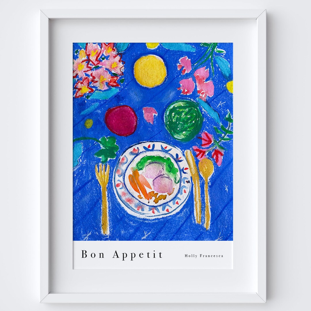Bon Appetit Dinner Plate Art Print - Watercolour Poster - Mixed Media ...