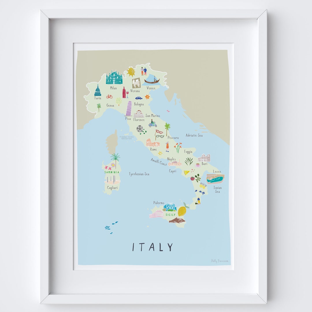 Map of Italy Art Print - Etsy