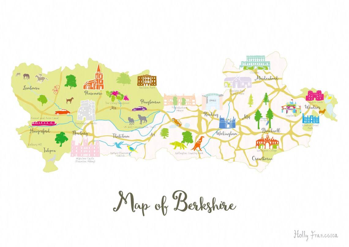 Map of Berkshire Art Print - Etsy
