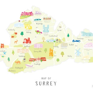 Map of Surrey Art Print - Etsy