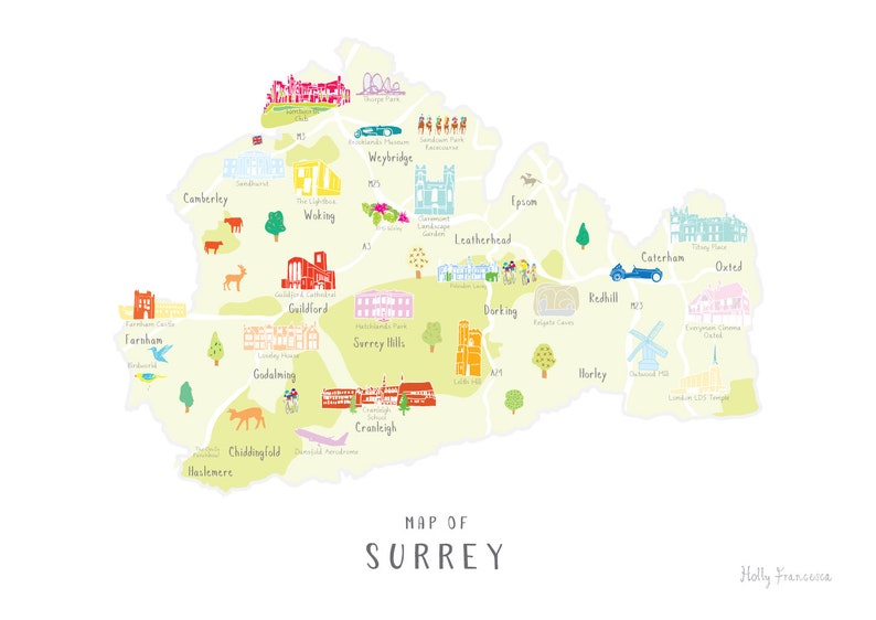 Map of Surrey Art Print - Etsy