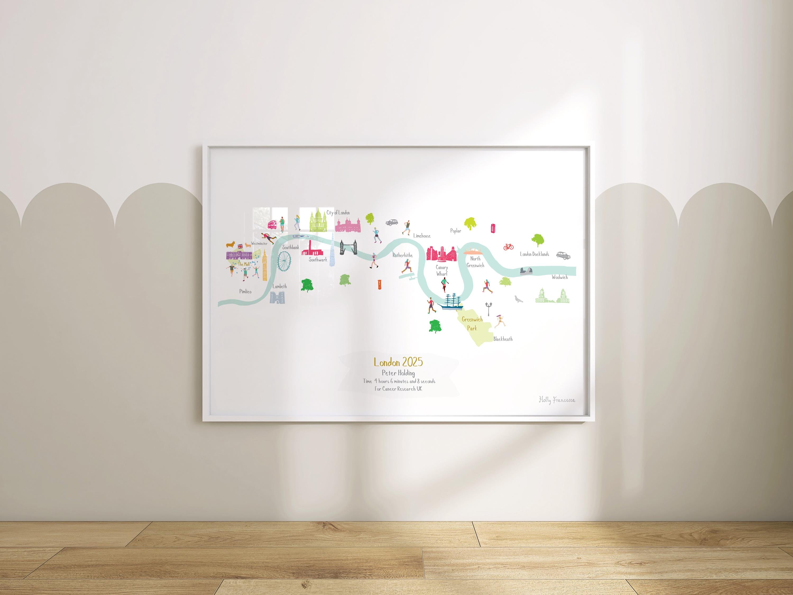 London Running Map Art Print (personalisation Included) - Marathon ...