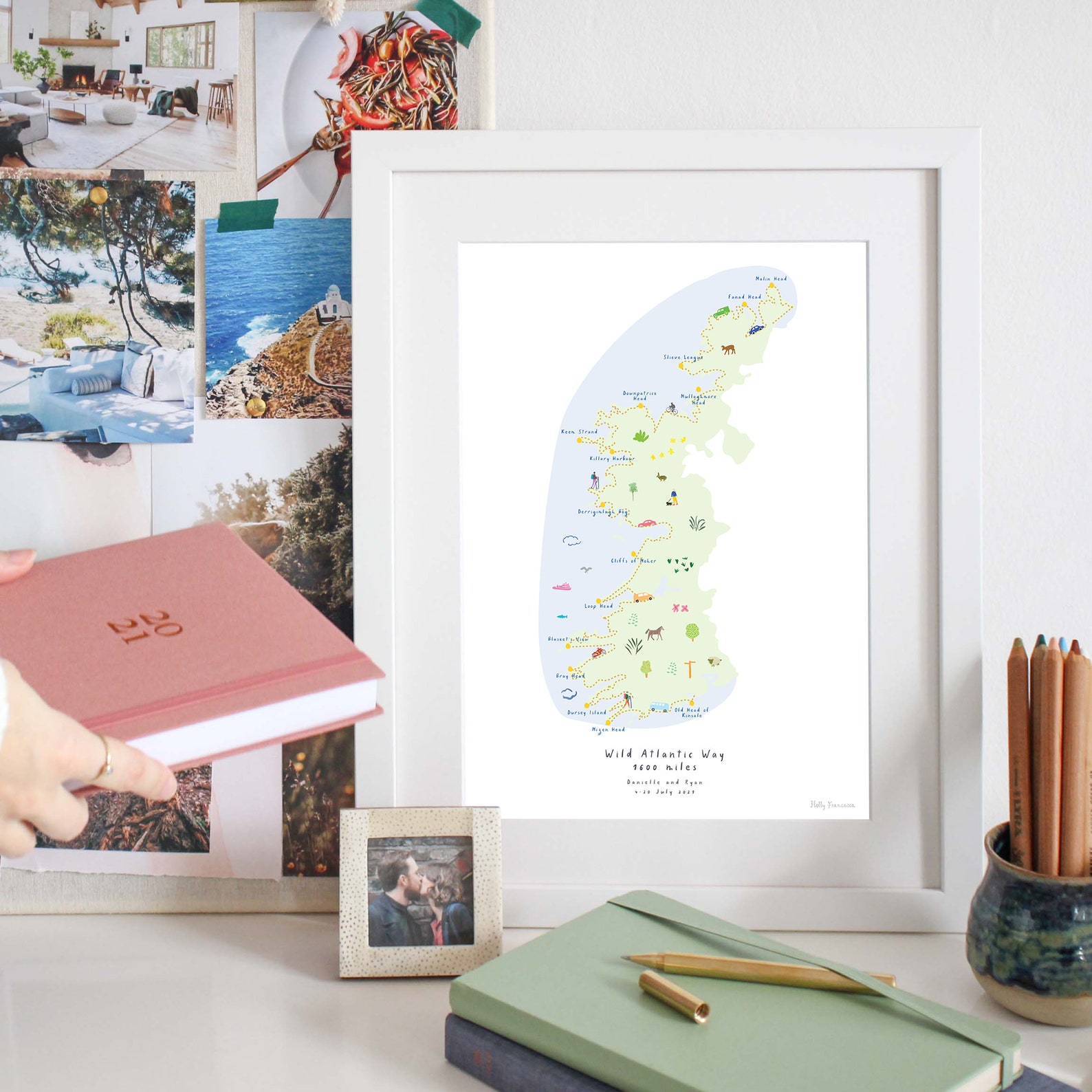 Personalised Wild Atlantic Way Route Art Print | Ireland Road Trip Map ...