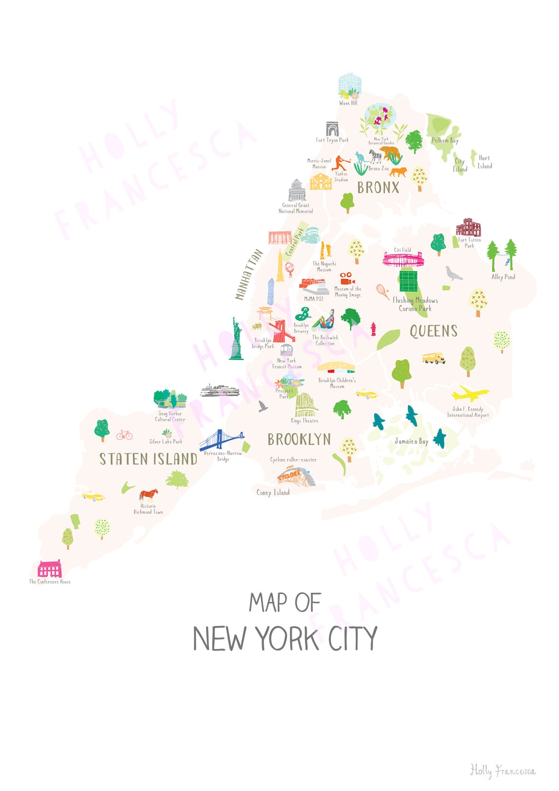 New York City Boroughs Map Art Print All Five Boroughs - Etsy UK