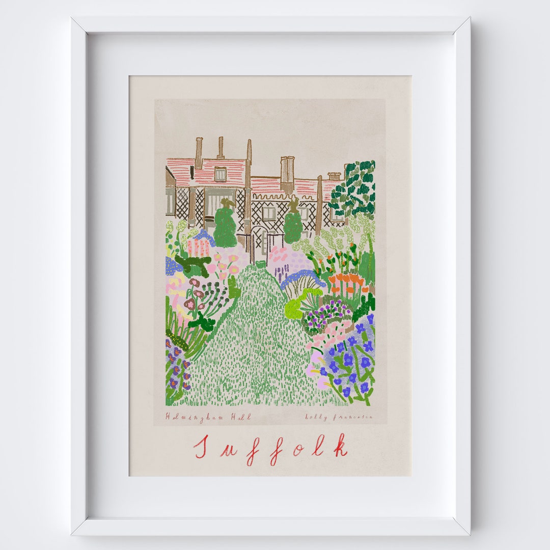 Helmingham Hall, Suffolk, Painted Scene - Floral Facades Landmark Print ...