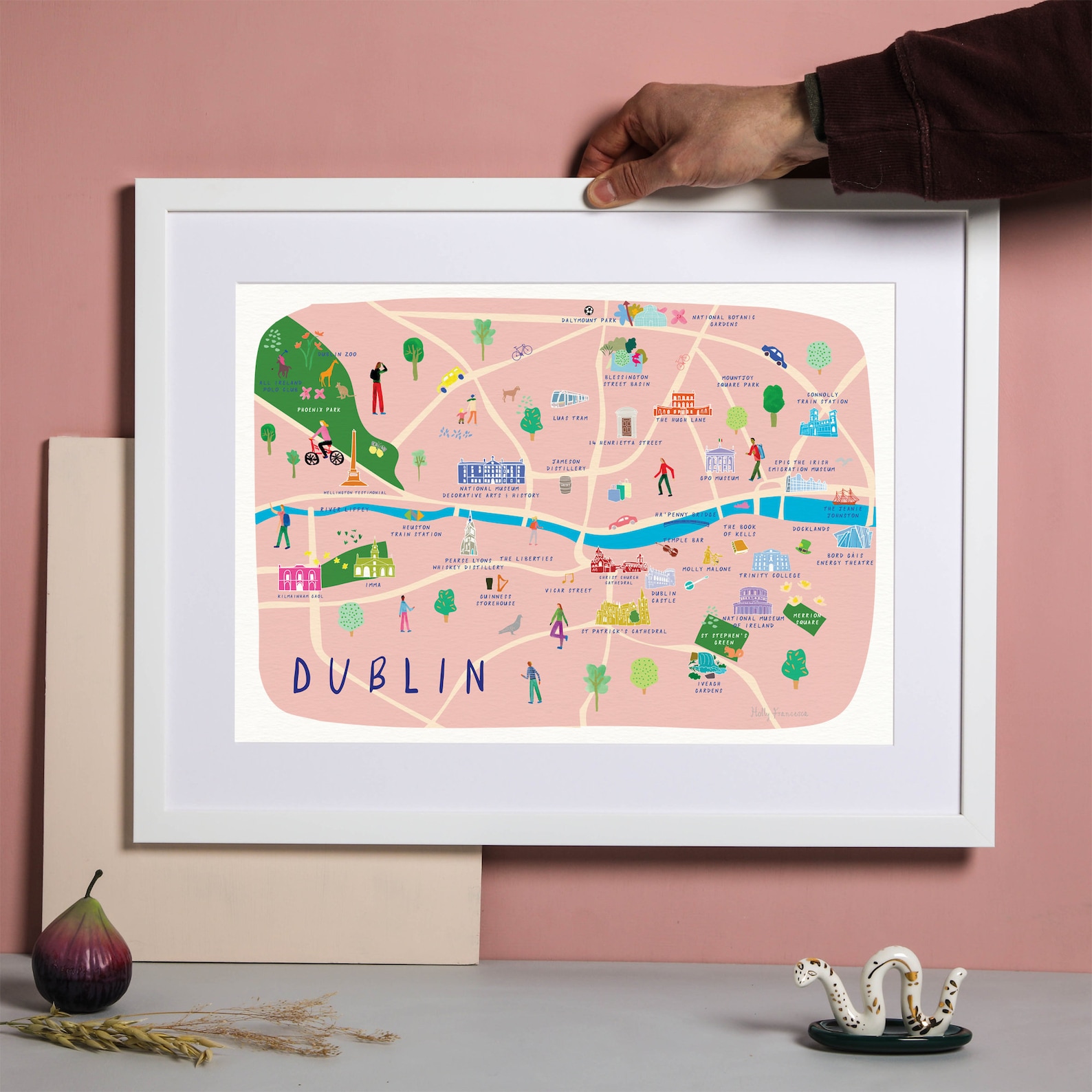 Map of Dublin City Art Print – Illustrated Ireland Poster – Republic of ...