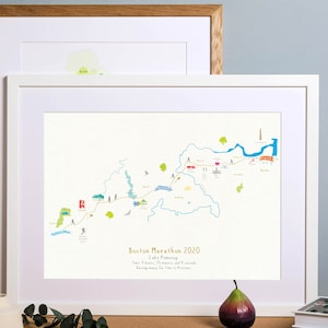 Boston Marathon Route Map Art Print (personalisation Included) - Boston ...