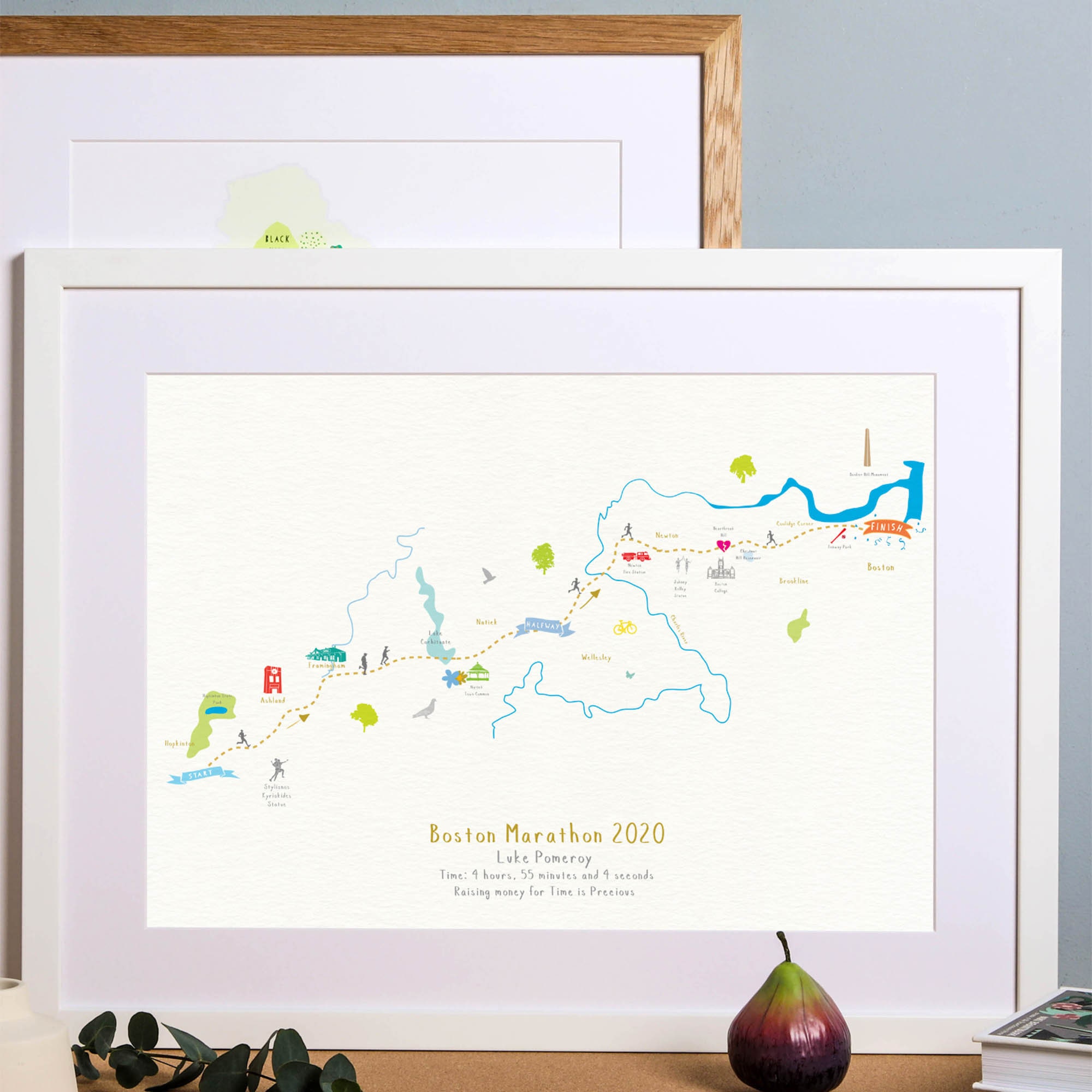 Boston Marathon Route Map Art Print (personalisation Included) - Boston ...