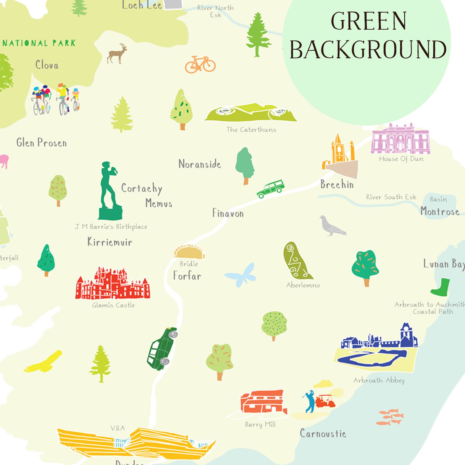 Map of Angus Art Print | Etsy