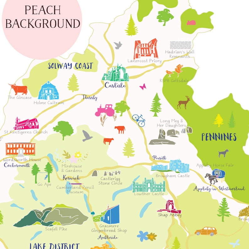 Map of Cumbria Art Print - Etsy UK