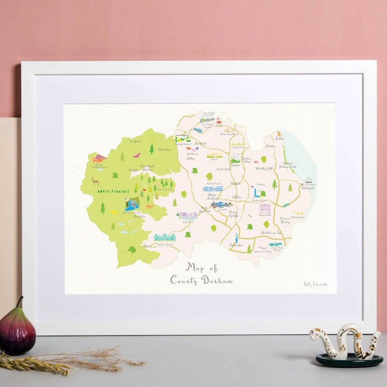 Map of County Durham Art Print | Etsy UK