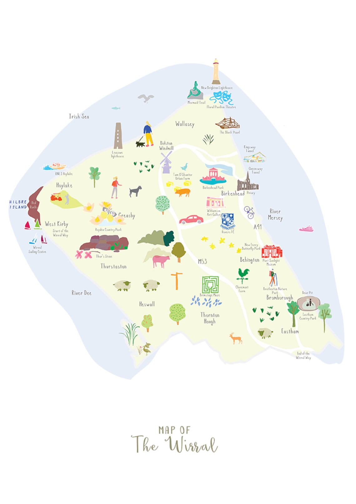 Map of the Wirral Art Print - Etsy