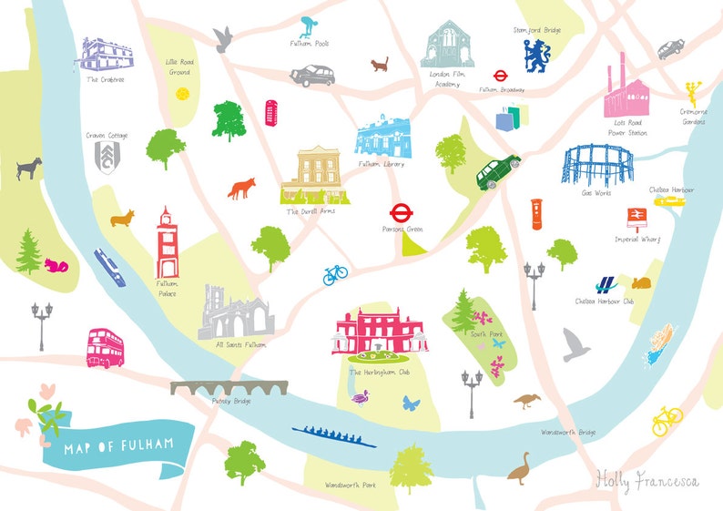 Map of Fulham Art Print - Etsy UK