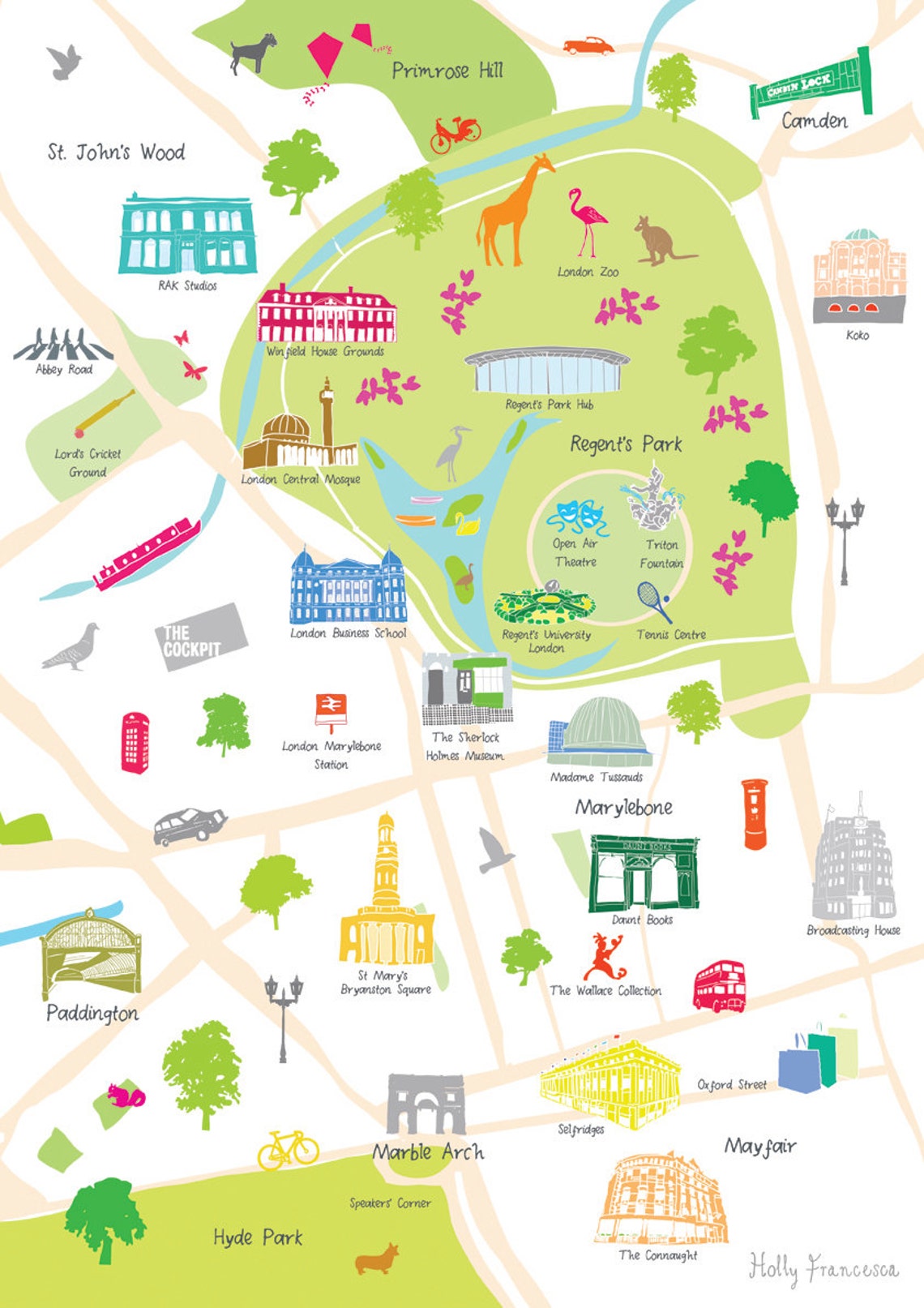 Regent's Park London Map Art Print - Etsy Denmark