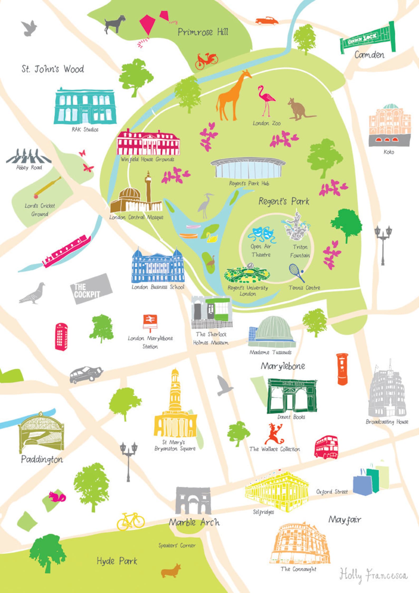 Regent's Park London Map Art Print - Etsy