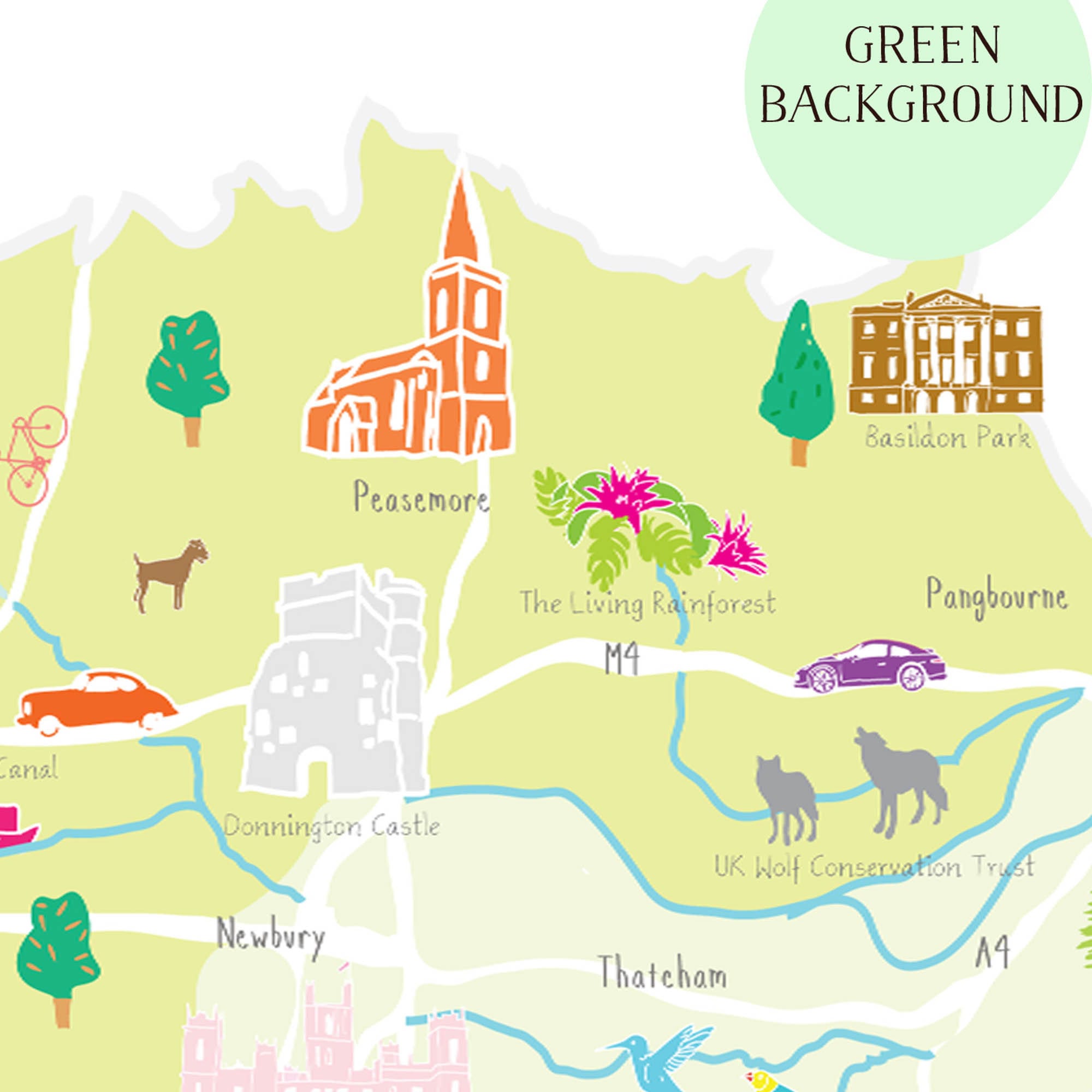 Map of Berkshire Art Print - Etsy