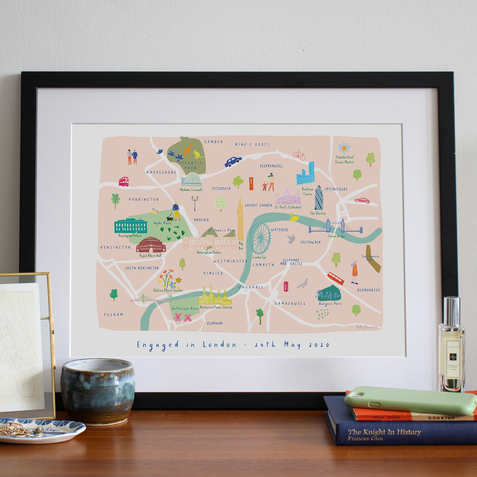 Personalised Map of London Illustrated Art Print - London Gift Add Your ...
