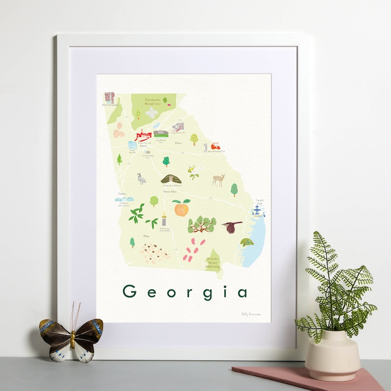 Map of Georgia State Art Print | Etsy