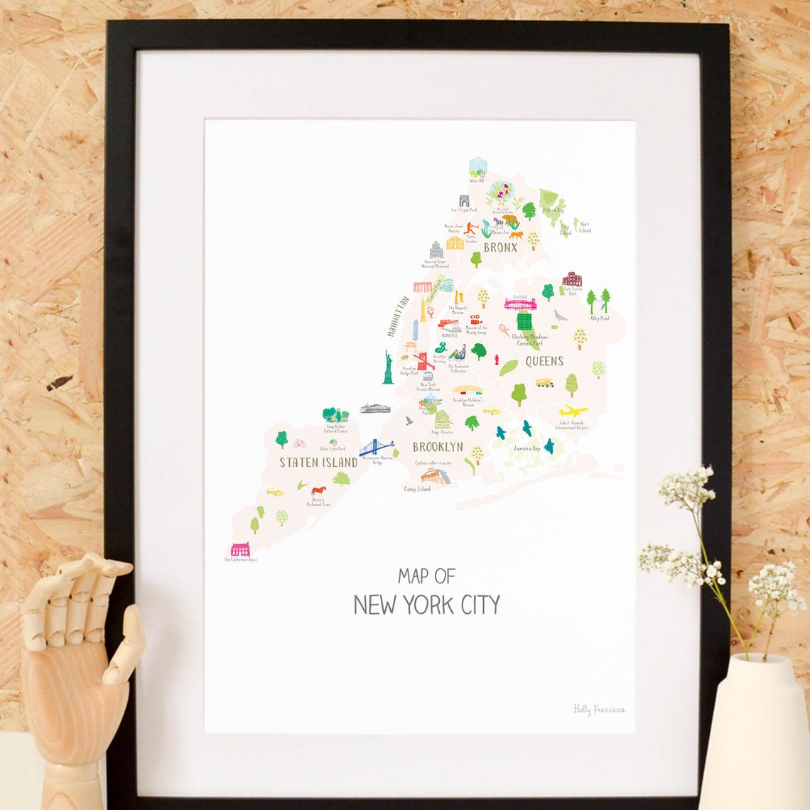 New York City Boroughs Map Art Print All Five Boroughs - Etsy